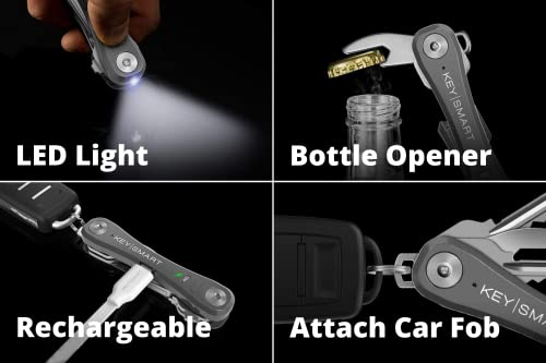 KeySmart Pro- Compact Smart Trackable Key Holder w LED Flashlight & Tile Bluetooth Key Finder Technology, EDC Key Organizer, Other Mini Tools & Accessories for Men, Husband & Dad