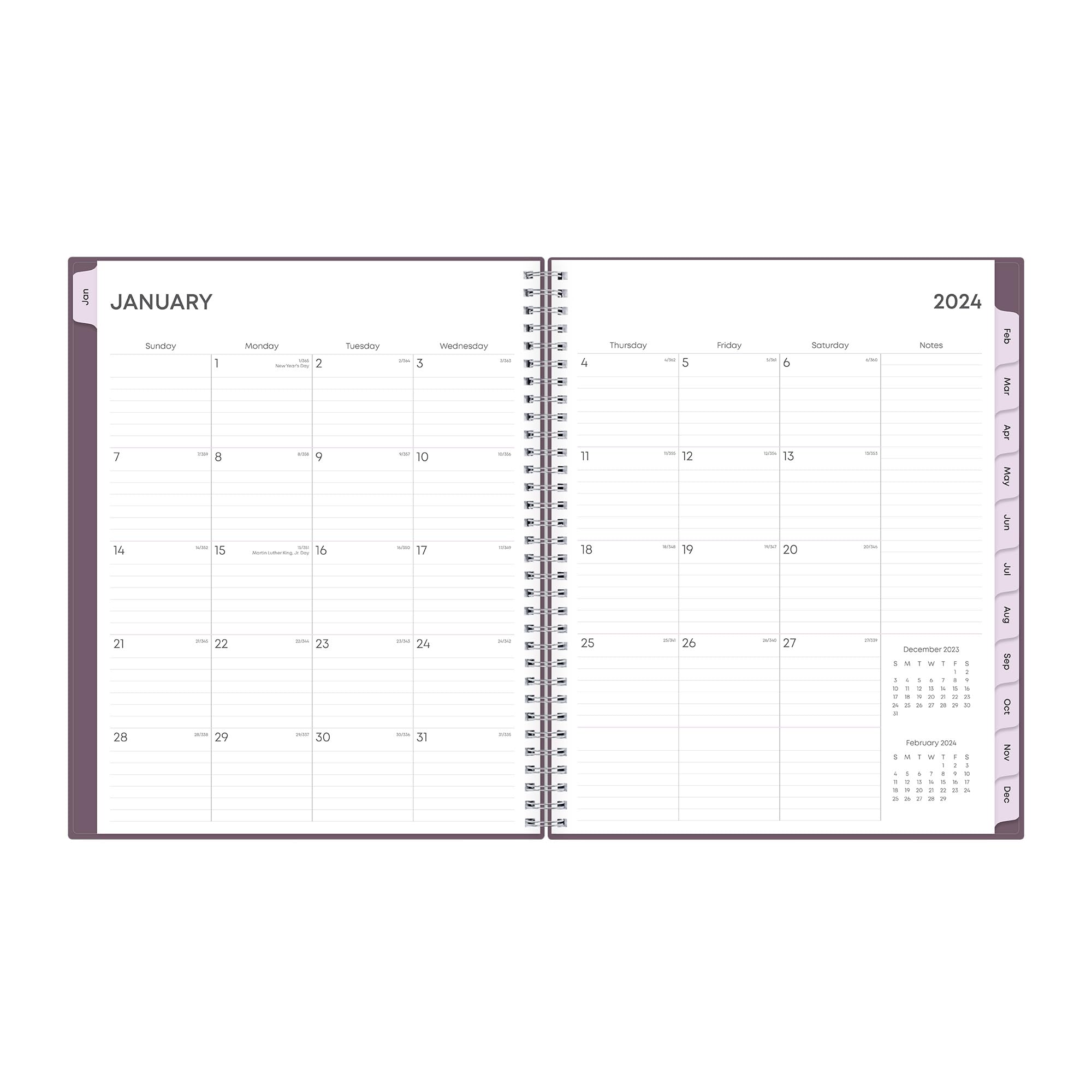 2024 Blue Sky™ Modesto Weekly/Monthly Planning Calendar, 8-1/2" x 11", Solid Purple, January to December 2024, 144062