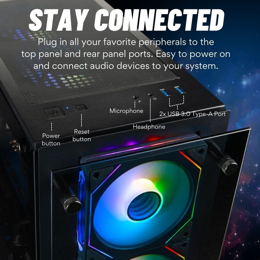 Stratos Micro Gaming Desktop - RTX 3070 (> 4060 TI), Intel 20 Core i7-14700KF (~ i9-13900K), 32GB DDR5 RAM, 1TB NVMe SSD + 3TB HDD, WiFi, W11H - Liquid Cooled RGB Gamer Computer