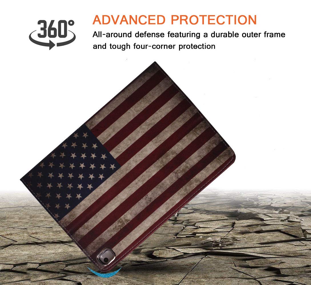 iPad Mini 5 Case, Mini 4 Case, iPad Mini 1/2/3 Case, Protective Leather Case, Adjustable Stand Auto Wake/Sleep Smart Case for iPad Mini 5th/4th Gen 7.9 inch - Vintage USA American Flag
