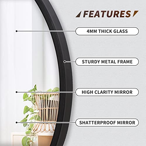 ZenStyle Black Circle Wall Mirror 18 Inch Round Wall Mirror with Metal Frame for Entryways, Bathrooms, Living Rooms, Wall Decor, Farmhouse, Makeup Vanity (Black, 18" x 18")