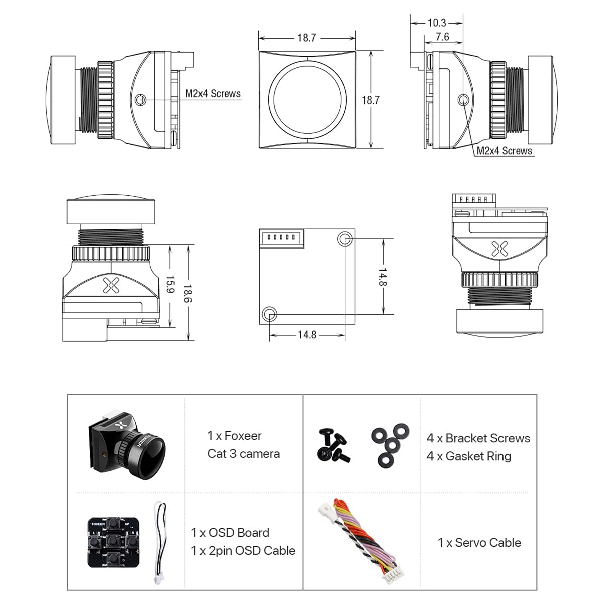 SoloGood FPV Camera FOXEER Micro Cat 3 1200TVL Low Light FPV Night Camera Support OSD for FPV Racing Drone Night Fly(HS1258)
