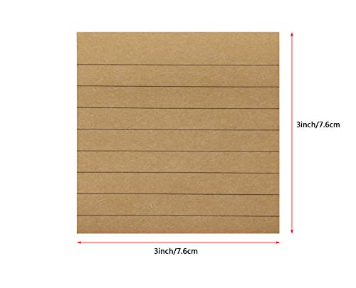 Mini Skater 3x3 Inches Bright Colored Lined Sticky Notes Self-Stick Memo with Line for Office School Home (Brown)