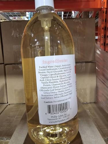 Phillip Adam Orange Vanilla Shampoo - Enriched with Apple Cider Vinegar - Boosts Shine - For All Hair Types - Sulfate Free & Paraben Free - 33.8 Ounce