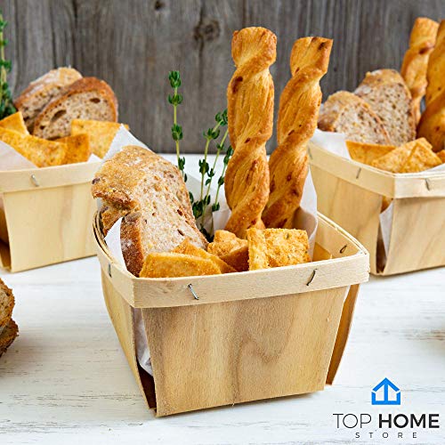 One Pint Wooden Berry Baskets (75 Pack); for Picking Fruit or Arts, Crafts and Decor; 4” Square Vented Wood Boxes