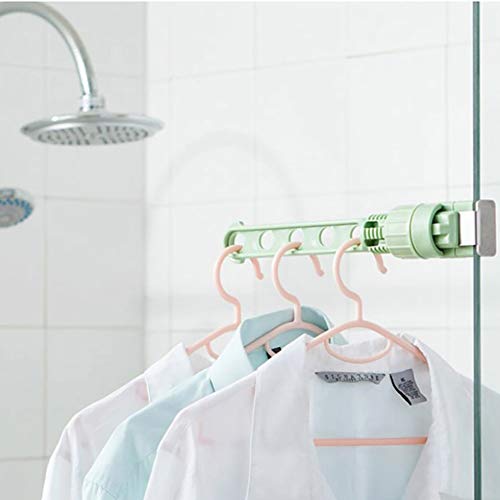 Maserfaliw Clothes Hanger Portable Indoor Balcony 5 Hole Clothes Hanging Drying Rack Window Frame Hanger Pink