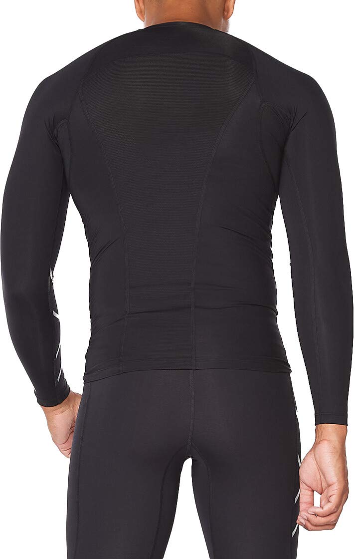 2XU Men's Compression Long Sleeve Top - Enhance Performance and Recovery - Black/Silver - Size 3X-Large