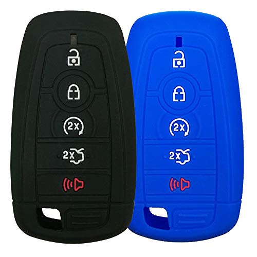 2pcs Car Remote Key Cover Fob Silicone Outer Case For Ford Escape Explorer Edge Flex Focus Taurus Lincoln Mks Mustang Outer Casing Shell Jacket Protector 5 buttons
