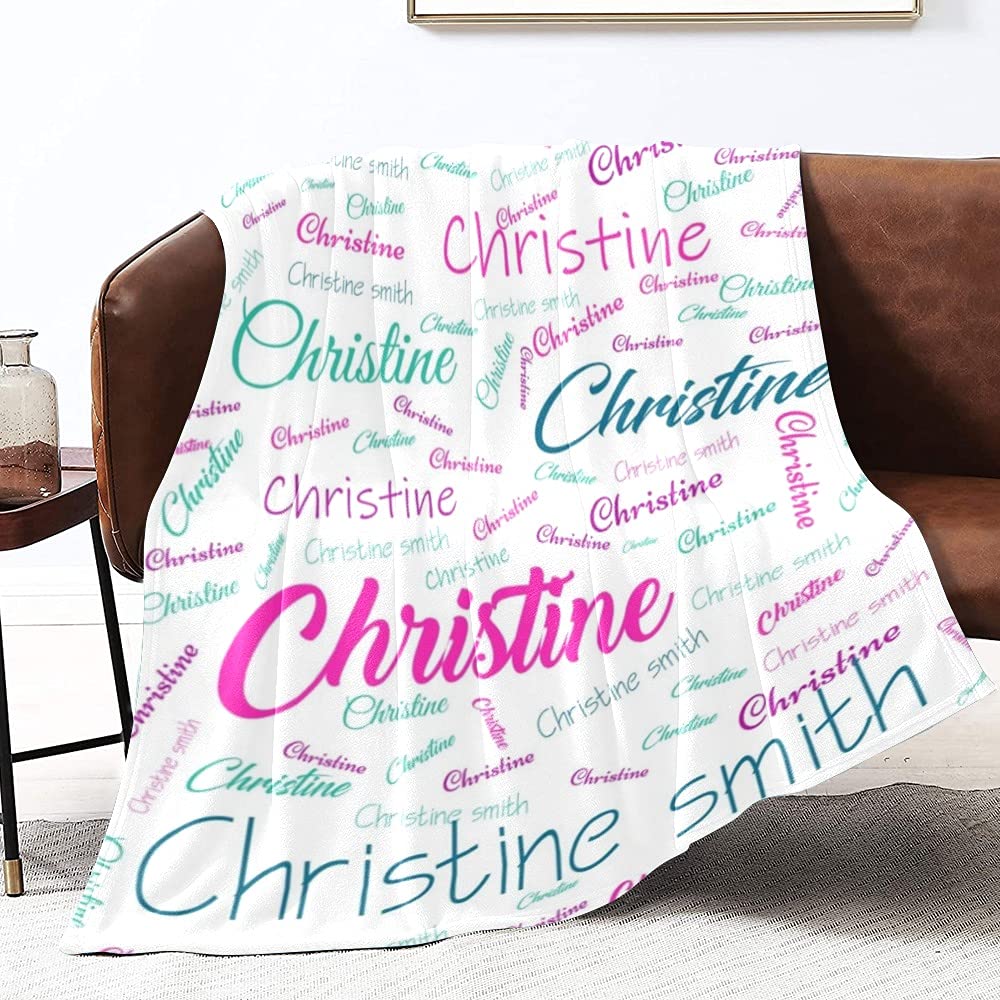 XJone Custom Personalized Baby Blanket with Name for Girls, Customized Floral Baby Name Blankets for Infants Newborns Babies