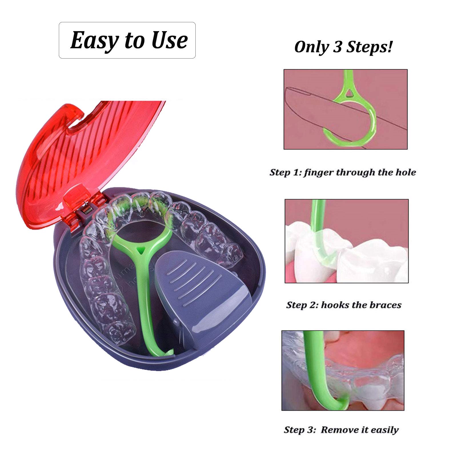 Wenplus 4 Pieces Aligner Removal Tool for Invisible Removable Braces, Invisible Braces Removal Hooks, 4 Colors