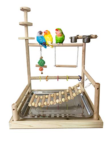 WYunpets Bird Perch Platform Stand Wood Bird Playground for Small Animals Parrot Parakeet Conure Cockatiel Budgie Gerbil Rat Mouse Chinchilla Hamster Cage Accessories Exercise Toys Sector