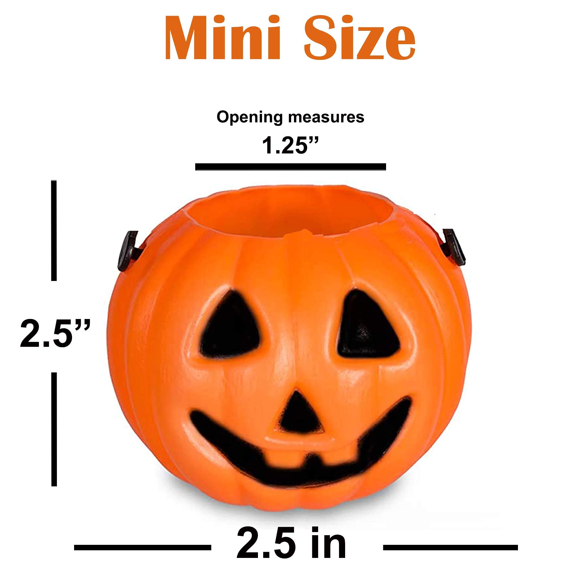 24 Mini Pumpkin Trick or Treat Buckets Bulk Halloween Candy Holders Container for Kids, Halloween Goodie Bags, by 4E's Novelty