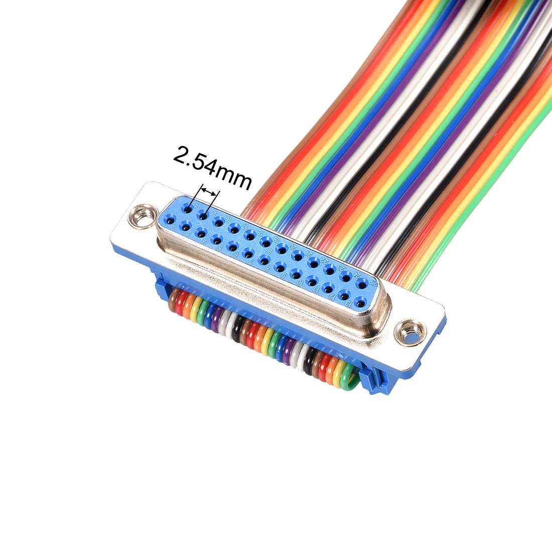 uxcell IDC Rainbow Wire Flat Ribbon Cable DB25 Male to DB25 Female Connector 2.54mm Pitch 19.7inch Length