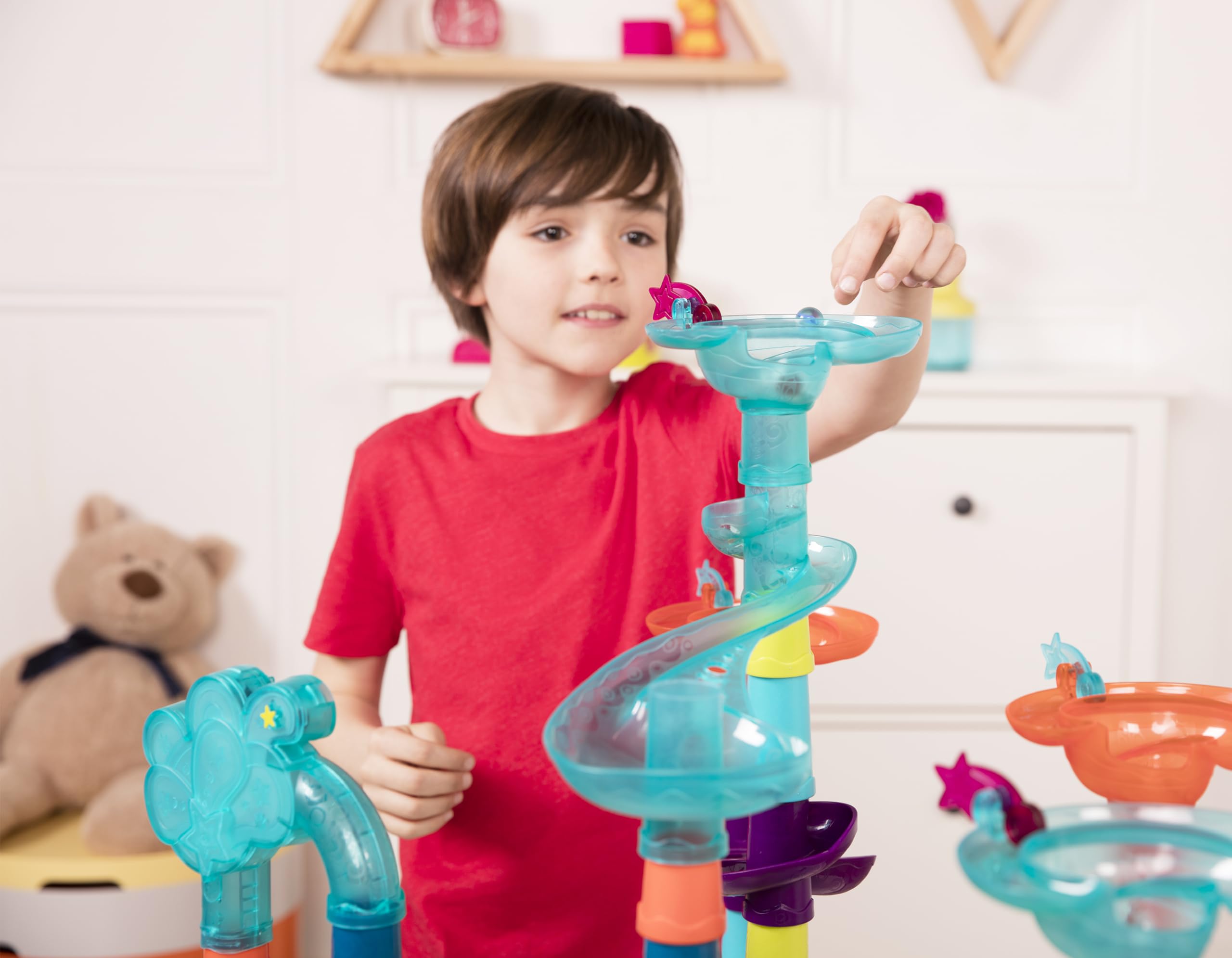 B. toys- Marble Run Toy Set- Developmetal STEM Toy- 62 Piece Educational Building Toy with Lights & Sound- 3 Years +
