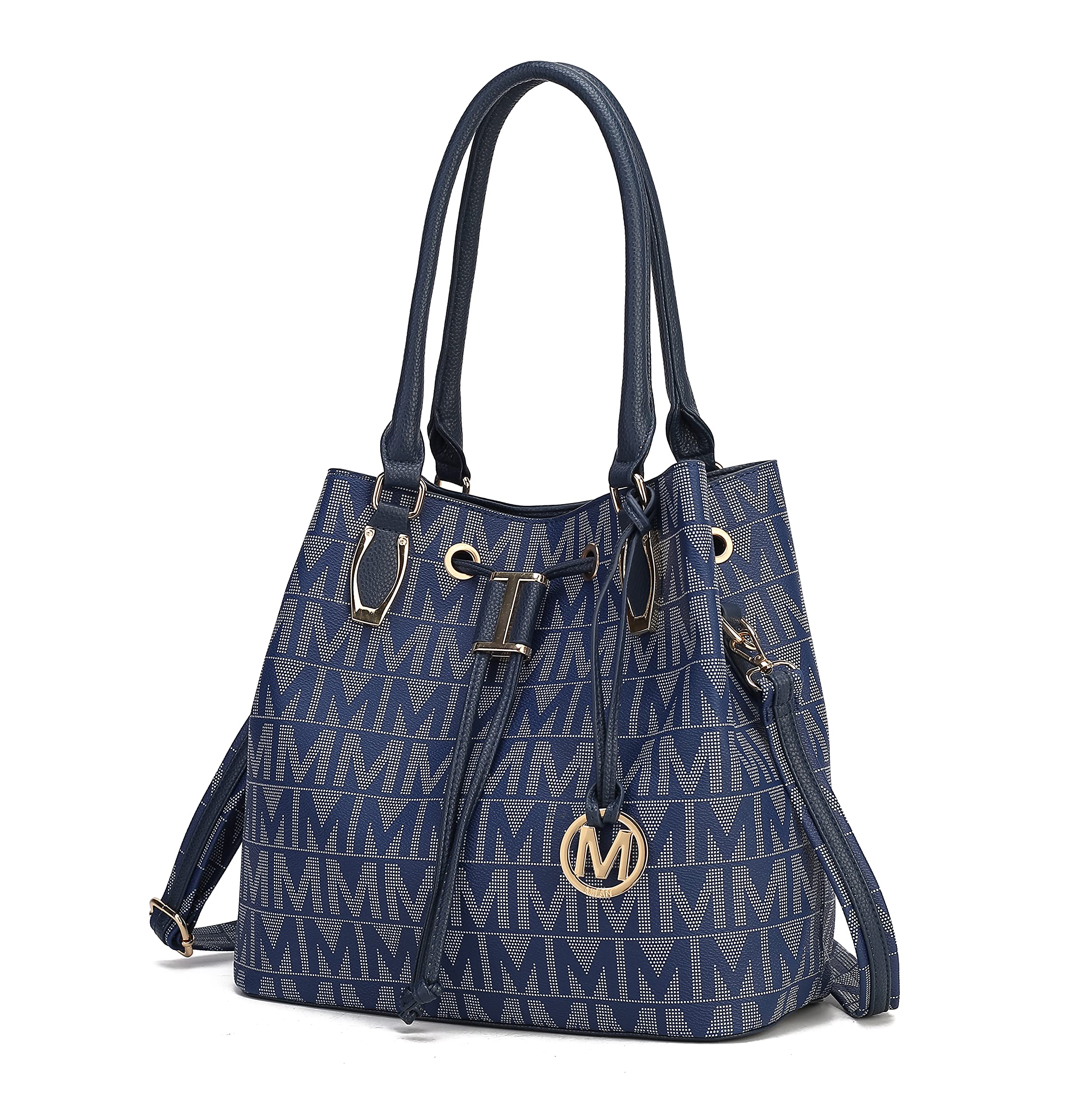 MKF Collection Shoulder Bag for Women, PU Leather Pocketbook Top-Handle Crossbody Purse Tote Satchel Handbag Navy Blue