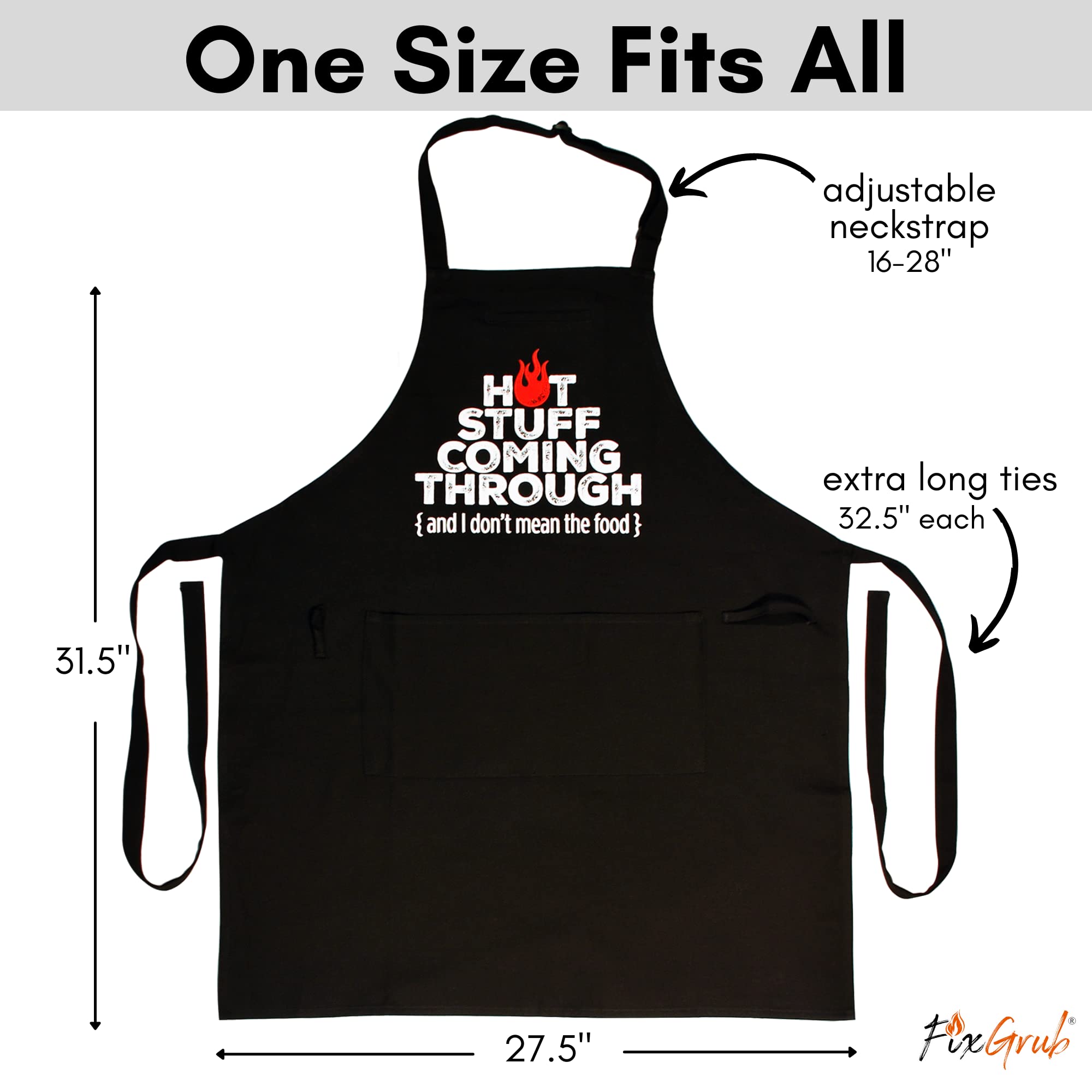 FixGrub Chefs Apron, Grill Apron, Funny Aprons for Men and Women, BBQ Apron, 3 Pockets, Bottle Opener, Towel and Gift Box Included