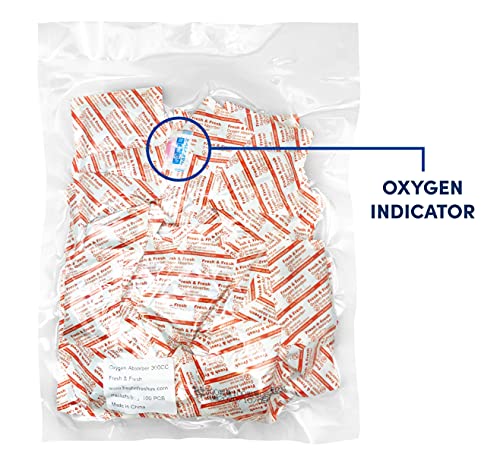 300 CC [100 Packets] Premium Oxygen Absorbers for Food Storage, Oxygen Scavengers Packets(1 Bag of 100 Packets) - ISO 9001 Certified Facility Manufactured Oxygen Absorbers