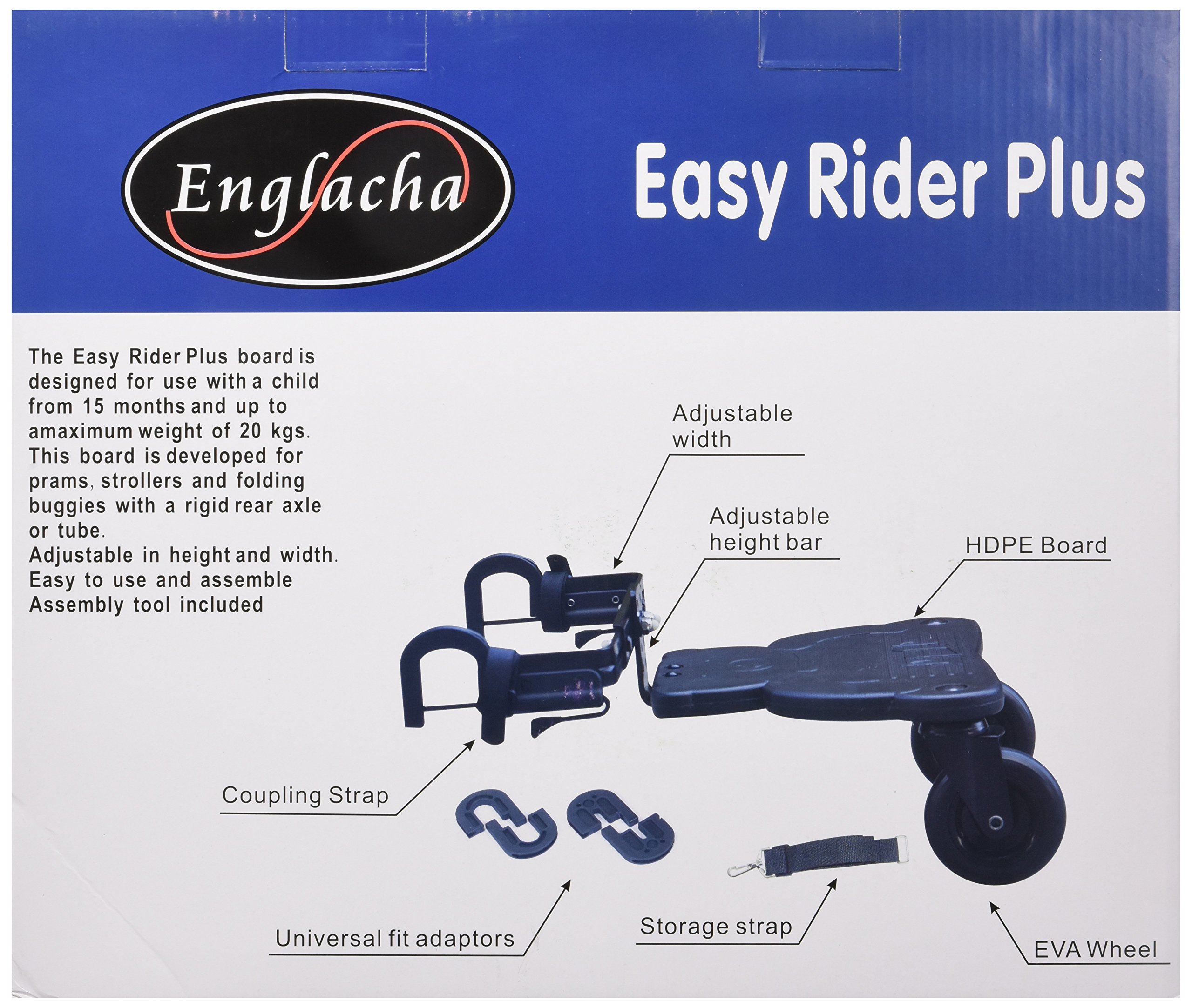 Englacha Easy Rider Trailer - Standing Platform - Quick and Easy to Use - Designed for Safety, Blue