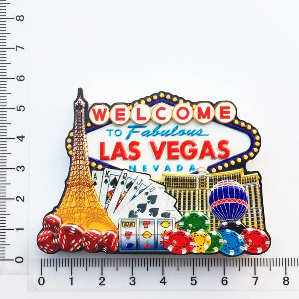 3D Las Vegas Skyline Fridge Magnet Home & Kitchen Decorative Magnetic Sticker, Classic Las Vegas Souvenir, Natural Resin Sign