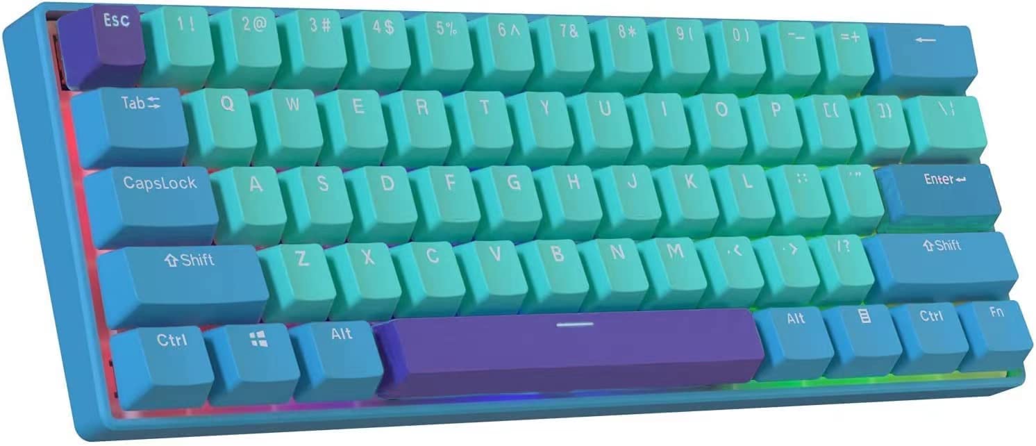 BOYI 60% Cherry MX Switch Green Mini Mechanical Keyboard, 61 Key Mini RGB PBT Keycap Type-C Wired NKRO Programmable Mechanical Gaming Keyboard(Cherry MX Brown Swtich)