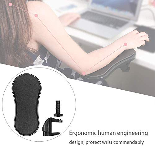 XBY-US Computer Arm Rest for Desk and Chair, Sturdy Mouse Arm Rest, arm Support for Computer Desk,Extender Rotating Elbow Pad Holder for Table, Office,Adjustable for Easy Typing & Pain Relief(Black)