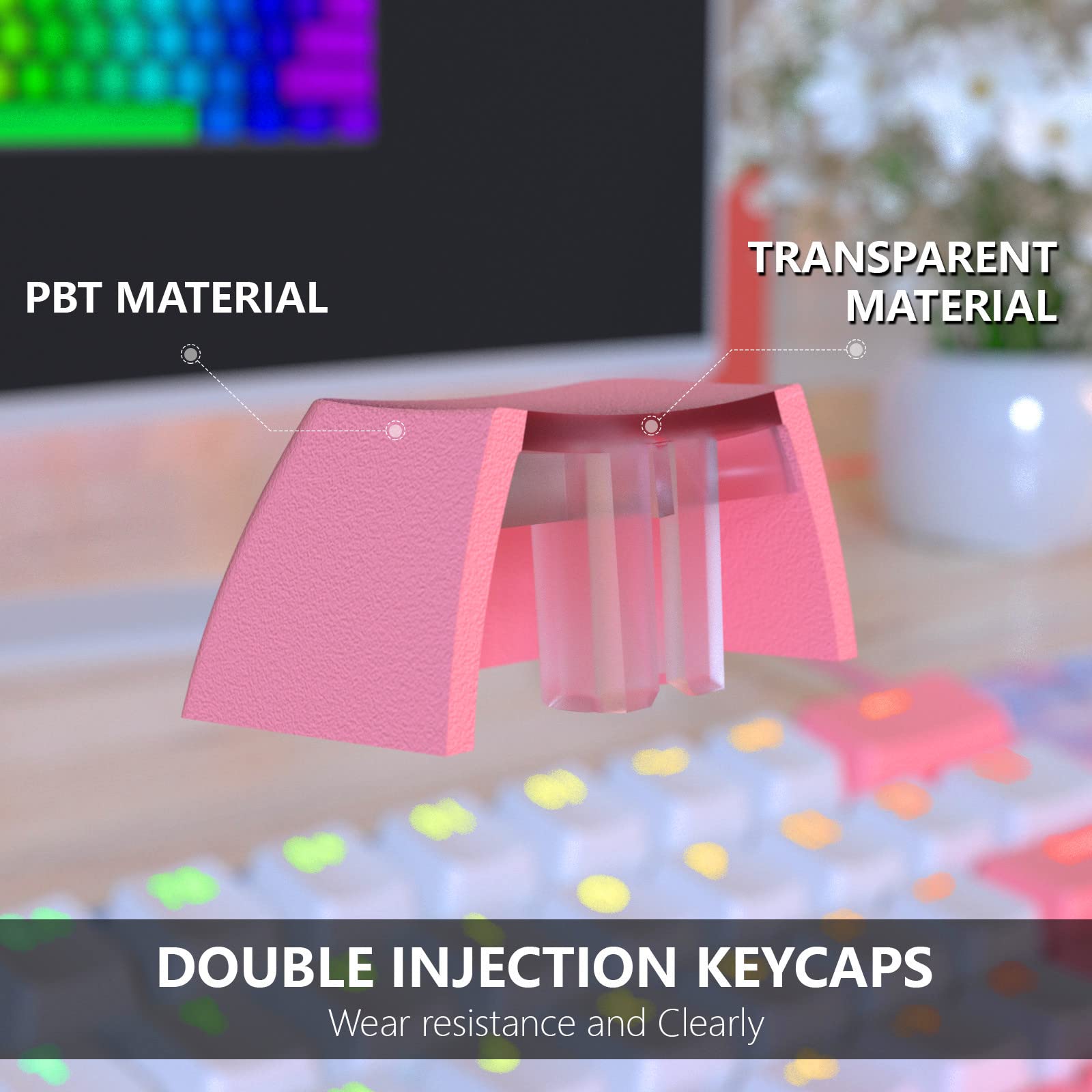 BOYI 60% Mechanical Gaming Keyboard,BOYI 61 Mini RGB Cherry Switch PBT Keycap 60% RGB Mechanical Gaming Keyboard(Pink Color, Cherry Blue Switch)