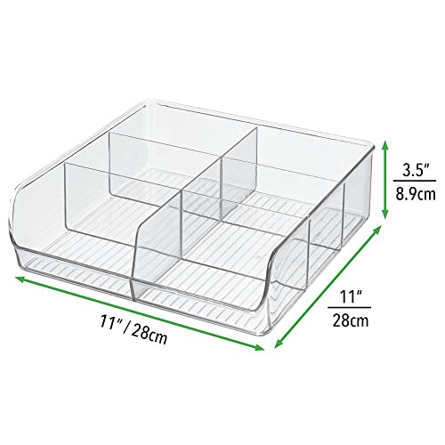 mDesign Plastic Home Office Wide Bin Organizer with 6 Compartments for Cabinets, Closets, Drawers, Desks, Tables, Workspace - Staple, Notepad, Paperclip Holder - Ligne Collection - 2 Pack - Clear