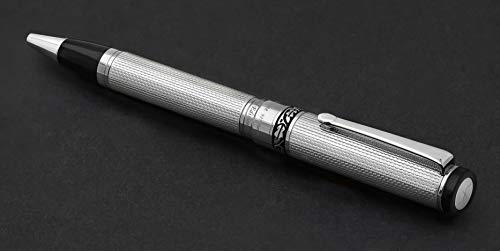 Xezo Tribune Solid 925 Sterling Silver Diamond-Cut Serialized Ballpoint Pen. Only 300 Pieces Made (Tribune 925 SS BP)