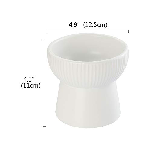 White Ceramic Raised Cat Bowls, Elevated Food or Water Bowls, Stress Free, Backflow Prevention, Dishwasher and Microwave Safe, Lead & Cadmium Free