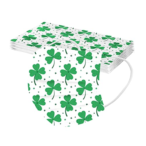 50Pack Women's Disposable St. Patrick's Day Masks Disposable Women Adult Green Anti-Dust Irish Clover St. Paddy's Day