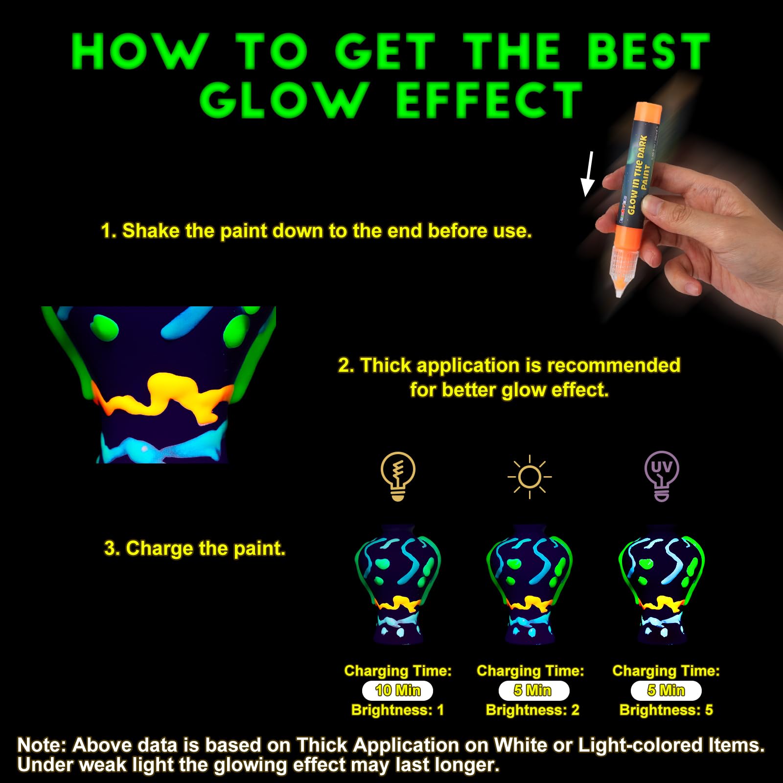 FansArriche Glow in the Dark Fabric Paints, 18 Colors x 20 ml 3D Waterproof Acrylic Textile Paint Markers, Glow in Dark Paint Pen, DIY Neon Fabric Paints for Clothes, Canvas