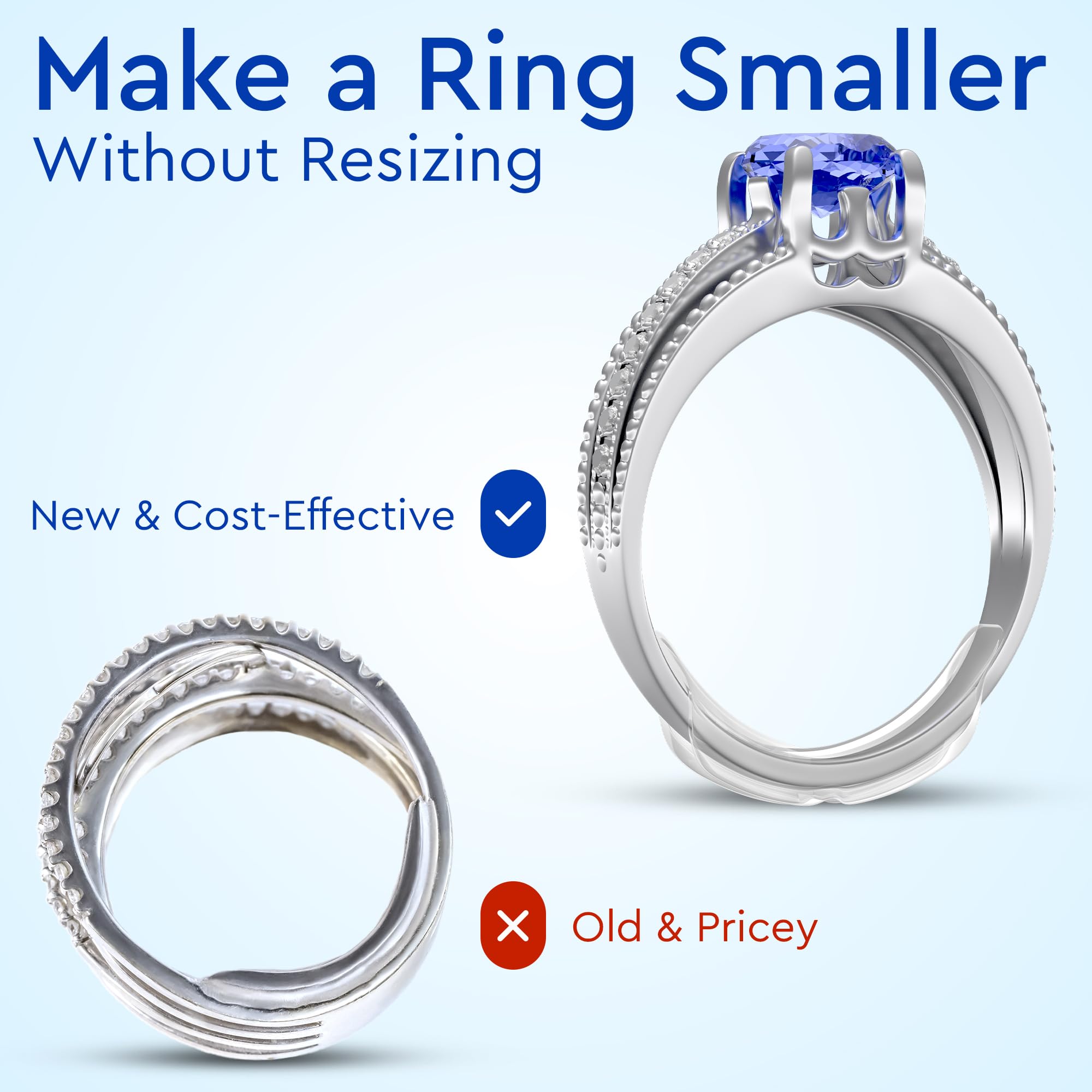 5 STARS UNITED Ring Sizers for Loose Rings - 6-Pack Easy-Clip Ring Size Adjuster for 3-10 mm Band Widths - Ring Guards for Women and Men, Transparent