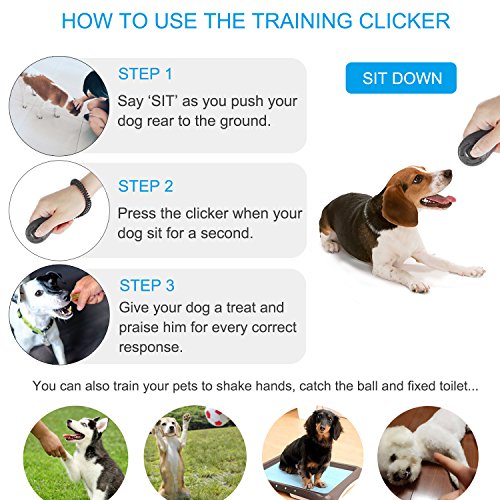 Diyife Dog Clicker, [4 PCS, Multi-Color] Training Clicker with Wrist Strap for Dog Cat Horse,