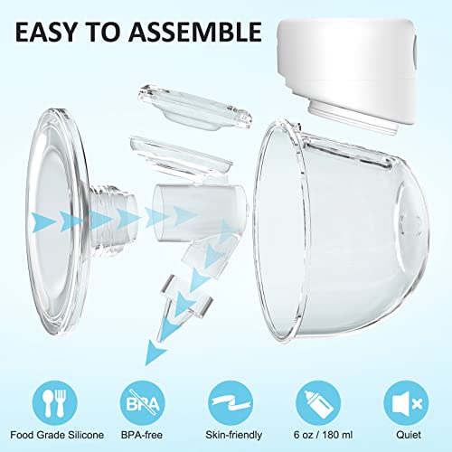Breast Pump, Wearable Breast Pump, Hands Free Breast Pump, Electric Breast Pump 2 Mode & 9 Levels, 24mm Flange, 2 Pack