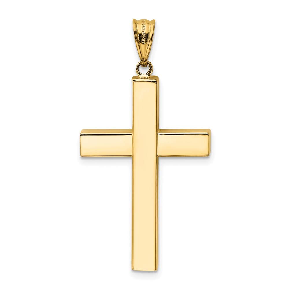 14K Yellow Gold High Polish Finish Hollow Cross Pendant