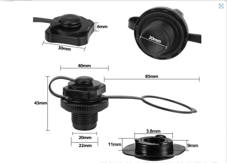 2PCS Air Valve Inflatable Kayak Screw Air Valve Spiral Air Plugs Replacement Raft Canoe Airbed PVC Boat