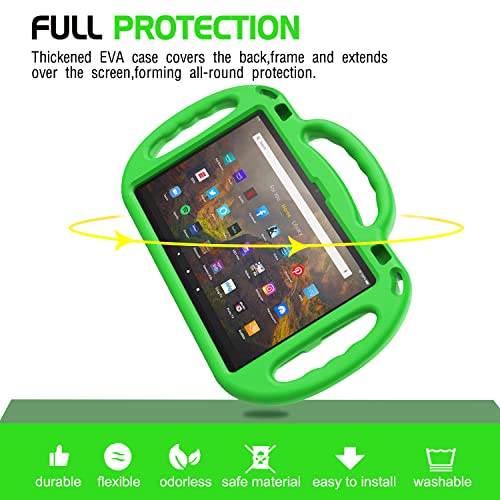 AVAWO Kids Case for Amazon Fire HD 10 & Fire HD 10 Plus Tablet (2021 Release,11th Generation), with Shoulder Strap, Lightweight Shockproof Handle Kids Case for Fire HD 10 2021 Tablet, Green