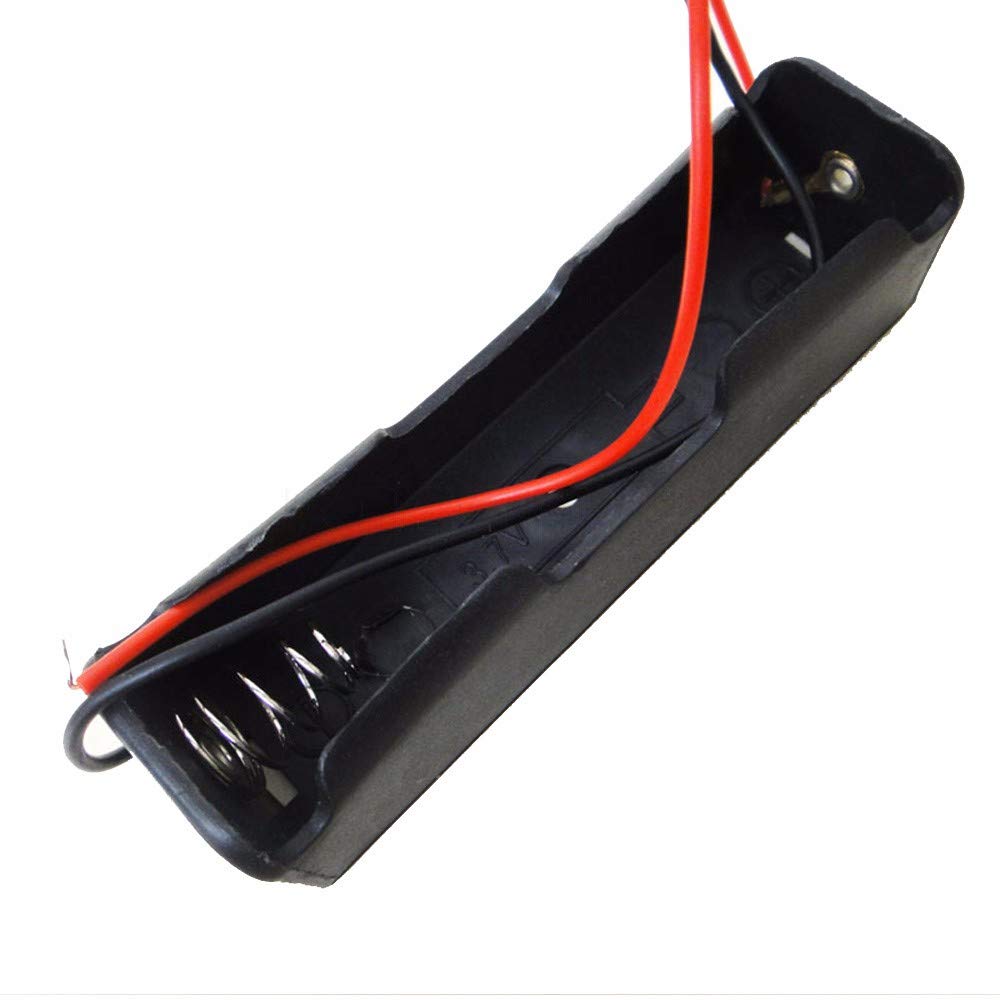 Envistia Mall 1S 18650 Battery Holder Case Box for 1X 18650 Button Top 3.7V Li-Ion with 6" Wire Leads