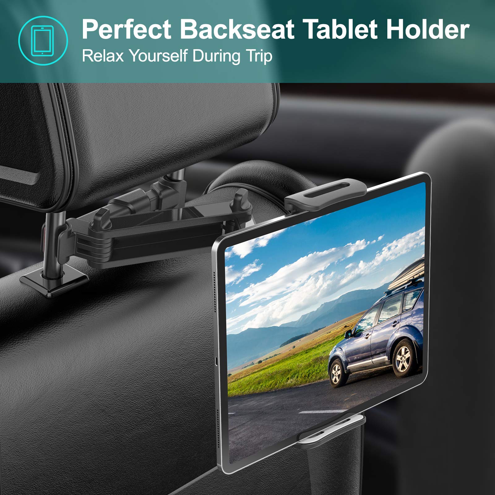 Klsniur Tablet Headrest Holder, Car Backseat Seat Mount Holder Universal 360° Rotating Adjustable for 6"-10.5" Tablet iPad iPad Air iPad Mini,Samsung Galaxy