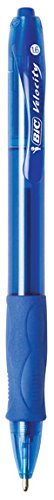 BIC Atlantis Velocity Bold Retractable Ball Pen, Bold Point (1.6mm), Blue, 12-Count, Rubber Grip for Comfortable Writing