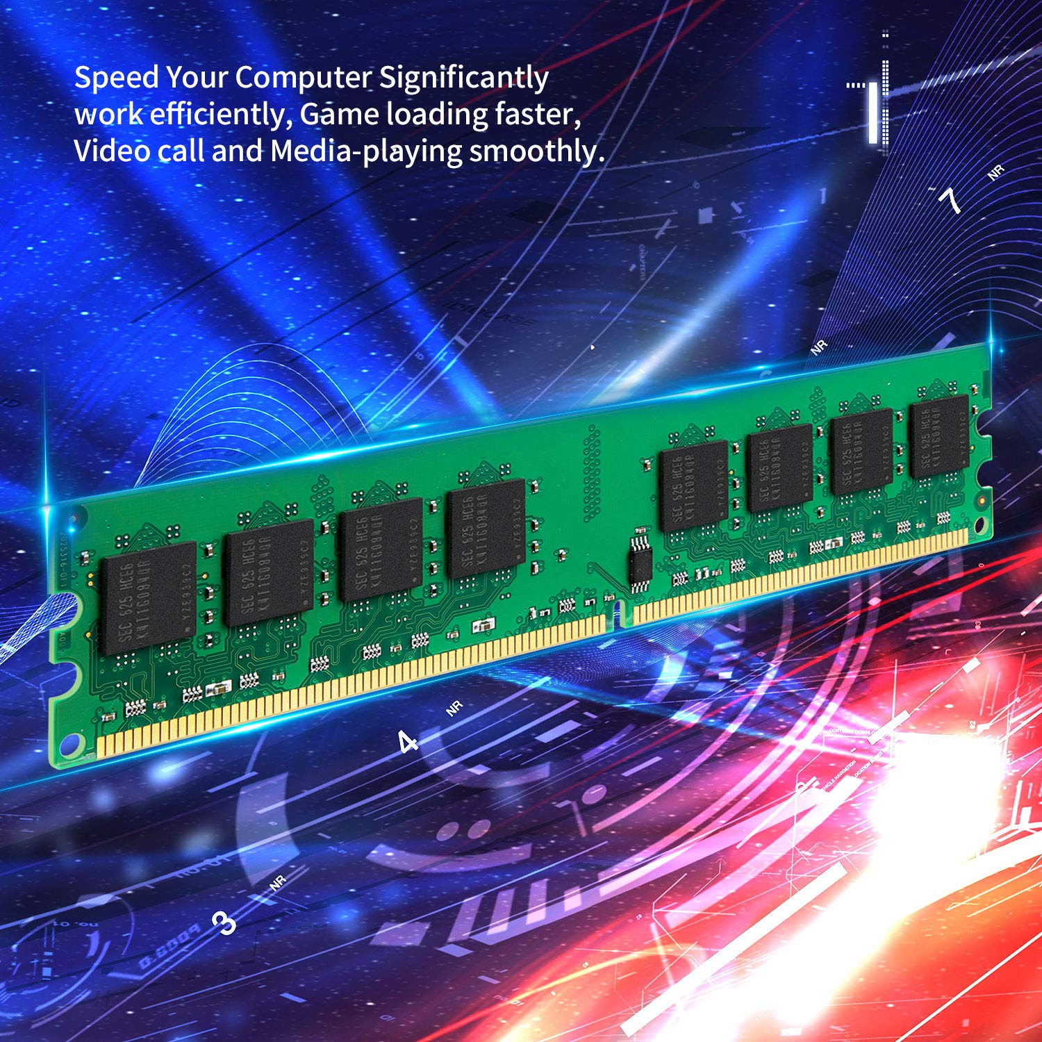 Kuesuny 8GB Kit (2GBX4) DDR2 800 Udimm RAM, PC2-6400/PC2-6400U 1.8V CL6 240 Pin Non-ECC Unbuffered Desktop Memory Modules black