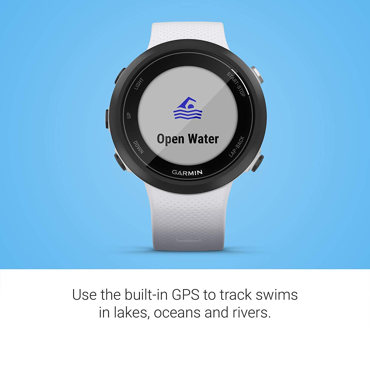 Wearable4U - Garmin Swim 2 GPS Swimming Smartwatch with Power Pack Bundle (Whitestone)