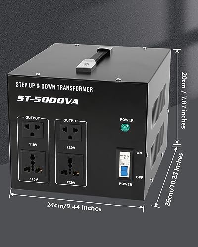 Voltage Converter Transformer 5000W Watt Heavy Duty Step Up/Down 110V to 220V Home Commercial Voltage Converter