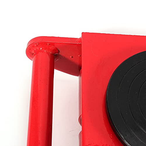 4 Rollers Industrial Machinery Mover, 13200 lbs (6 Tons) Capacity Machinery Skate Dolly, All-Steel Structure, 360 Degree Rotation (Red)