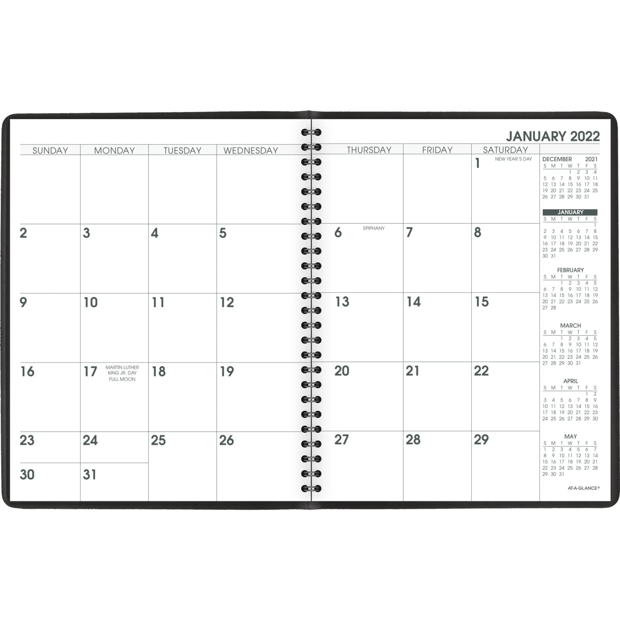 2022 Monthly Planner by AT-A-GLANCE, 7" x 8-3/4", Medium, Large Print, Black (70LP0905)
