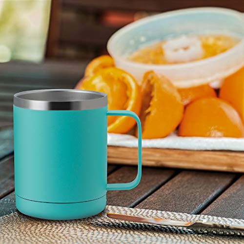 MEWAY 12oz Coffee Mug With Handle and Sliding Lid,Stainless Steel Travel Tumbler Cup with Handle,Double Wall Vacuum Insulated Camping Cup for Hot & Cold Drinks Tea (Light Green,Set of 1
