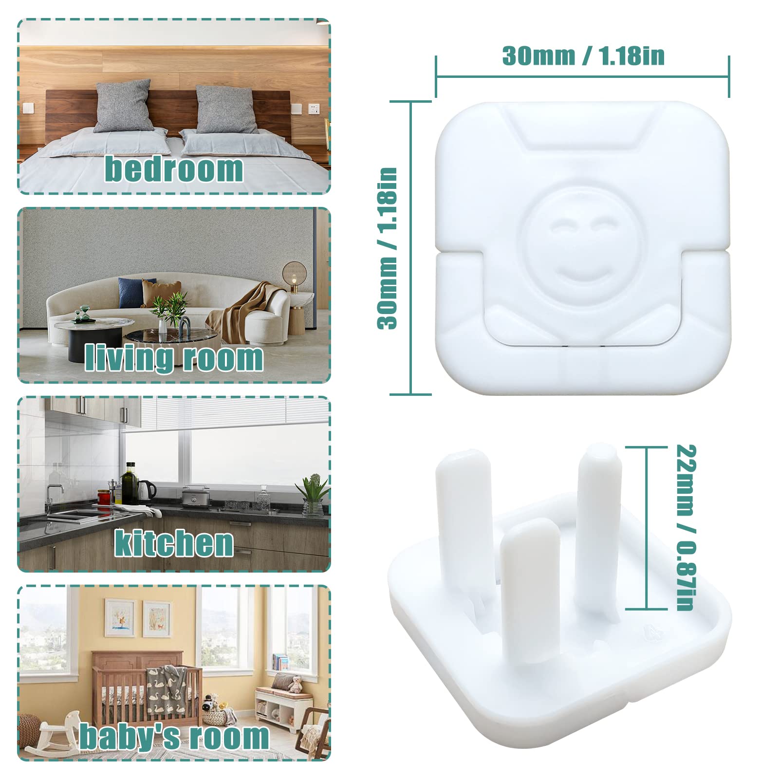 40 Pack Baby Proofing Outlet Covers, Child Safety Plug Covers for Electrical Outlets, White Square Socket Covers for Outlets with Hidden Handle, for Kids Toddler Protection