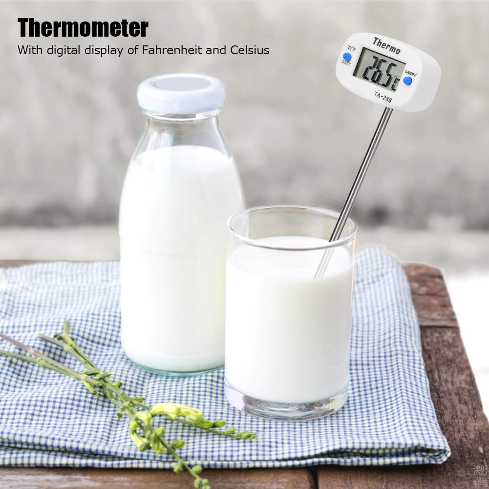 2Pcs Food Cooking Thermometer TA288 Long Probe Digital Meat Temperature Measuring Device for Kitchen BBQ and Grill, -50-300℃