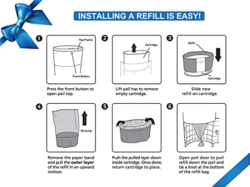 Diaper Pail Refills Increased12% length Compatible with Dekor Plus Diaper Pails Lavender Scent Holds up to 2552 Diapers (4 Pack)
