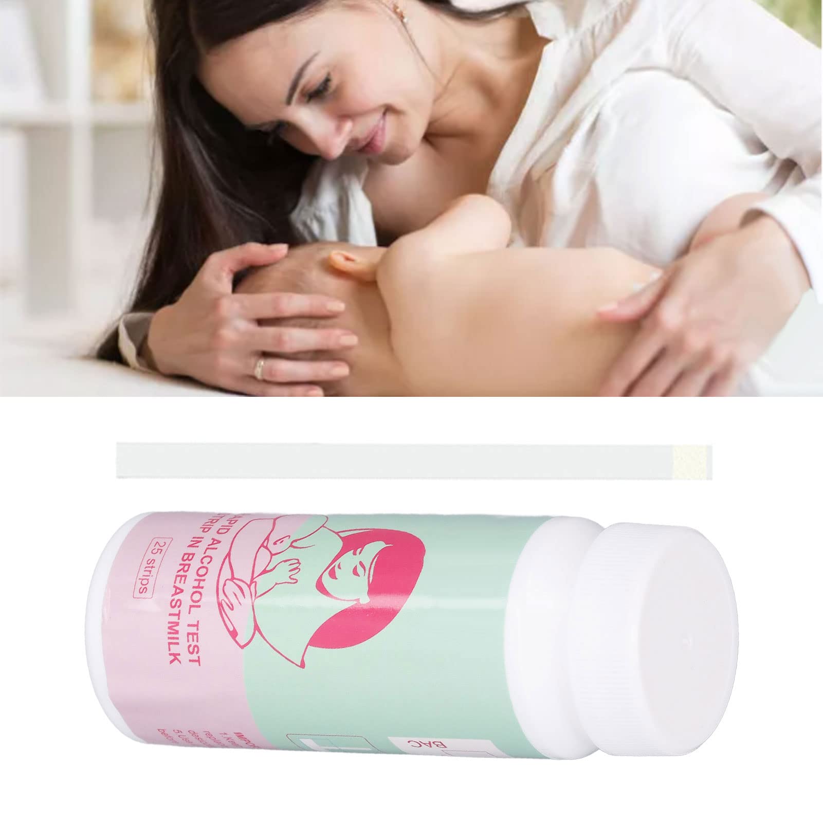 25pcs Breastmilk Test Strips Accurate Fast Detect with Bottle for Mother-Breastmilk Alcohol